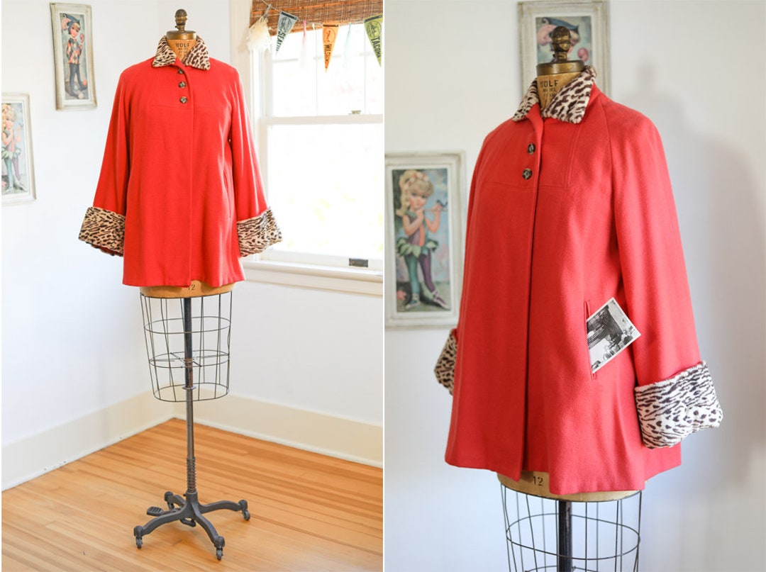Vintage Late 1940s Cusper Coral Pink LEOPARD Coat W Faux Fur Darling ...