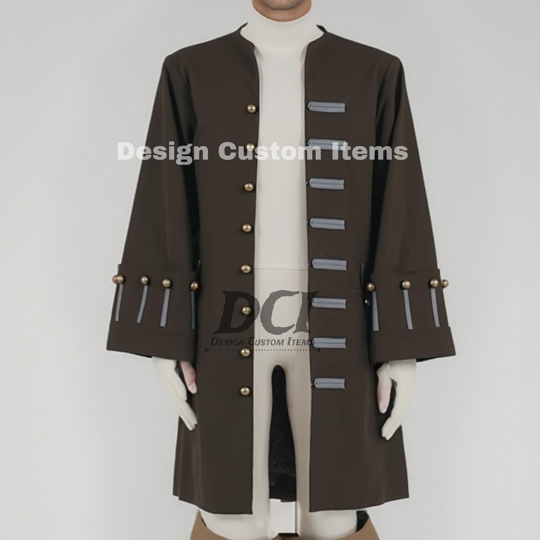 Men's Pirates of the Caribbean Captain Jack Sparrow Jacket Coat | Long ...