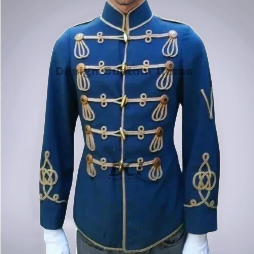 Handmade New Blue Military Hussar Jacket | Blue Steampunk Military ...