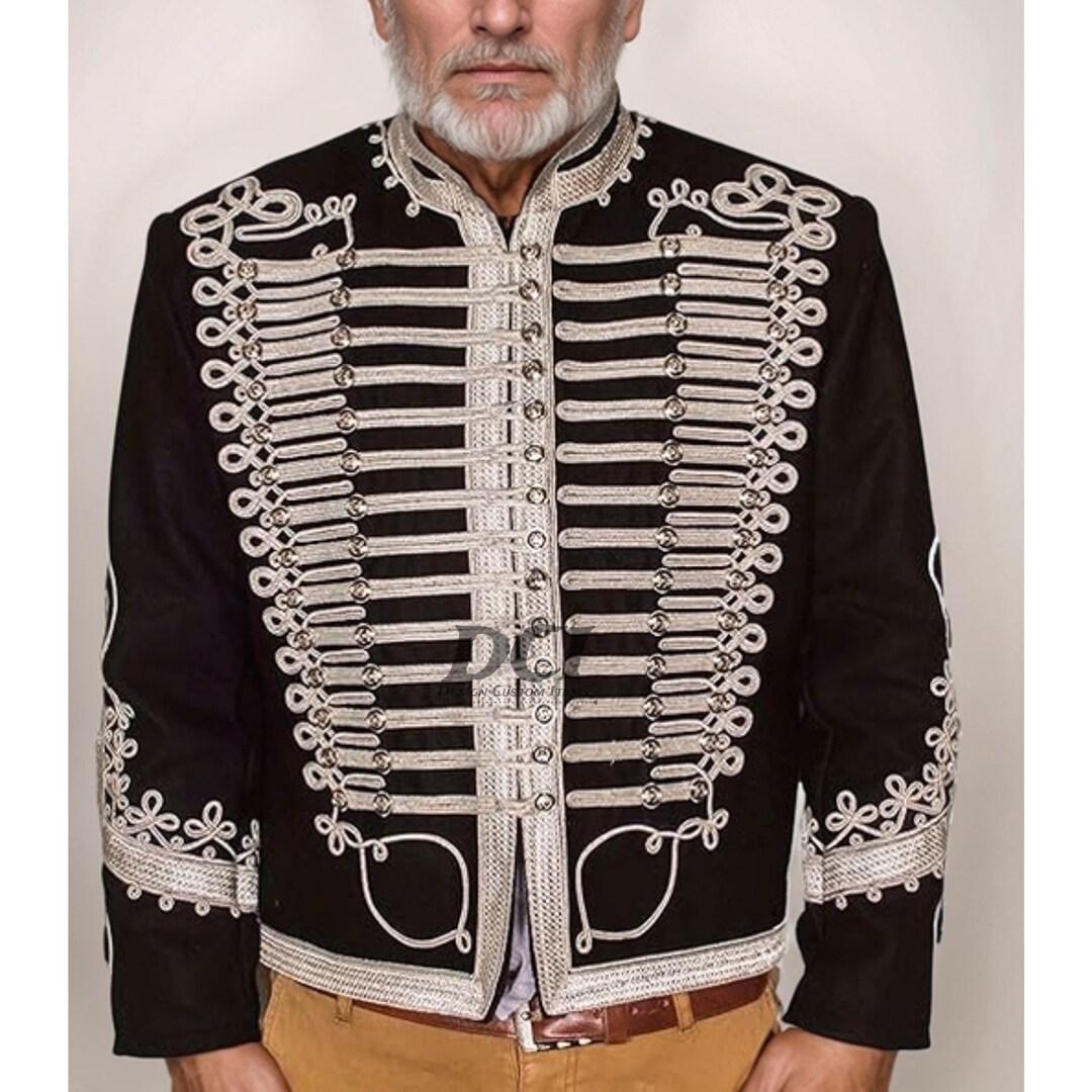 Handmade Military Hussar Jacket | Black Steampunk Military Jacket ...