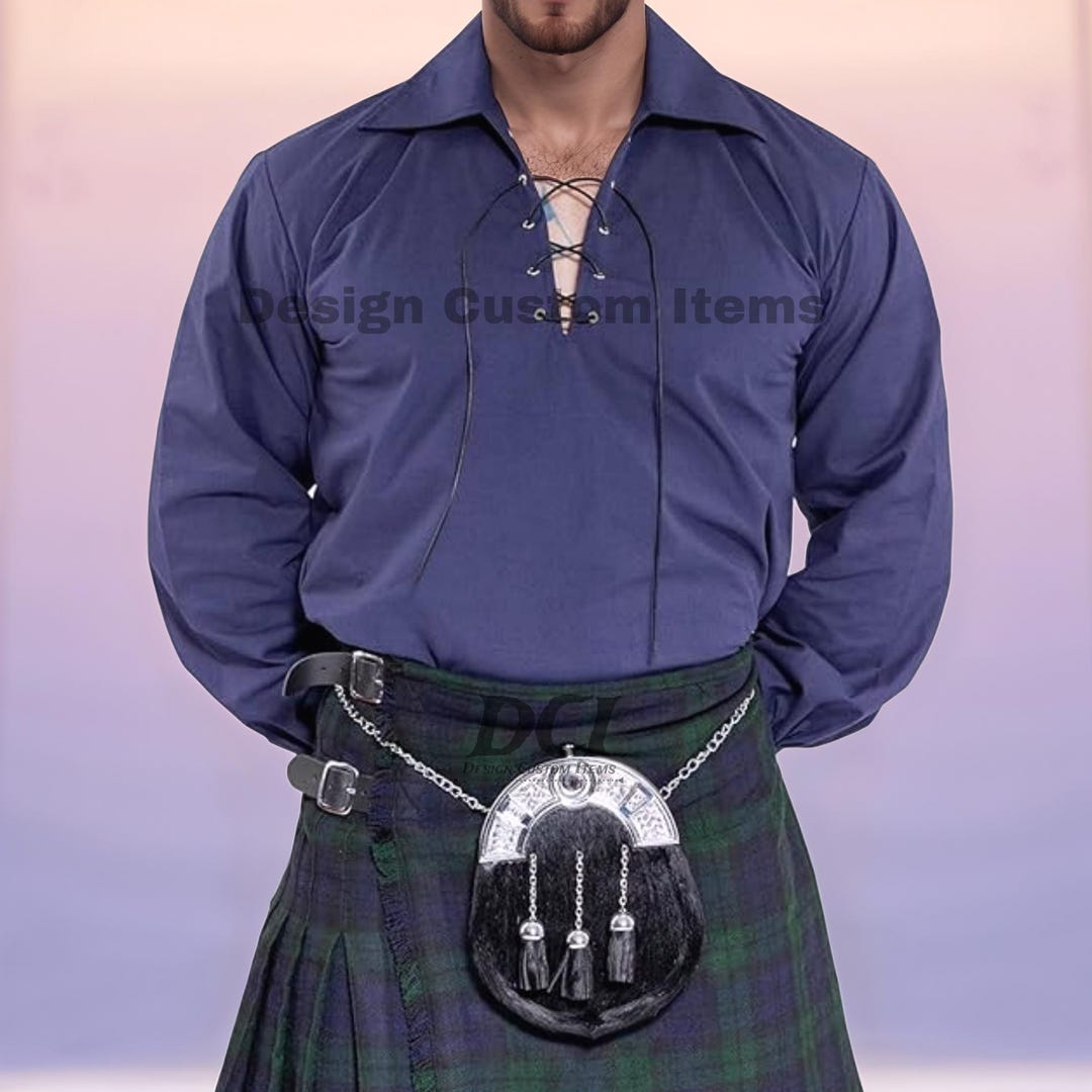 New Handmade Jacobite Shirt | Ghillie Kilt Shirt | Men's Kilt Shirt ...
