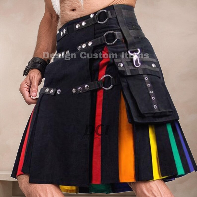 Handmade New Rainbow Kilt | LGBT Kilt Modern Utility Kilt for Men's ...