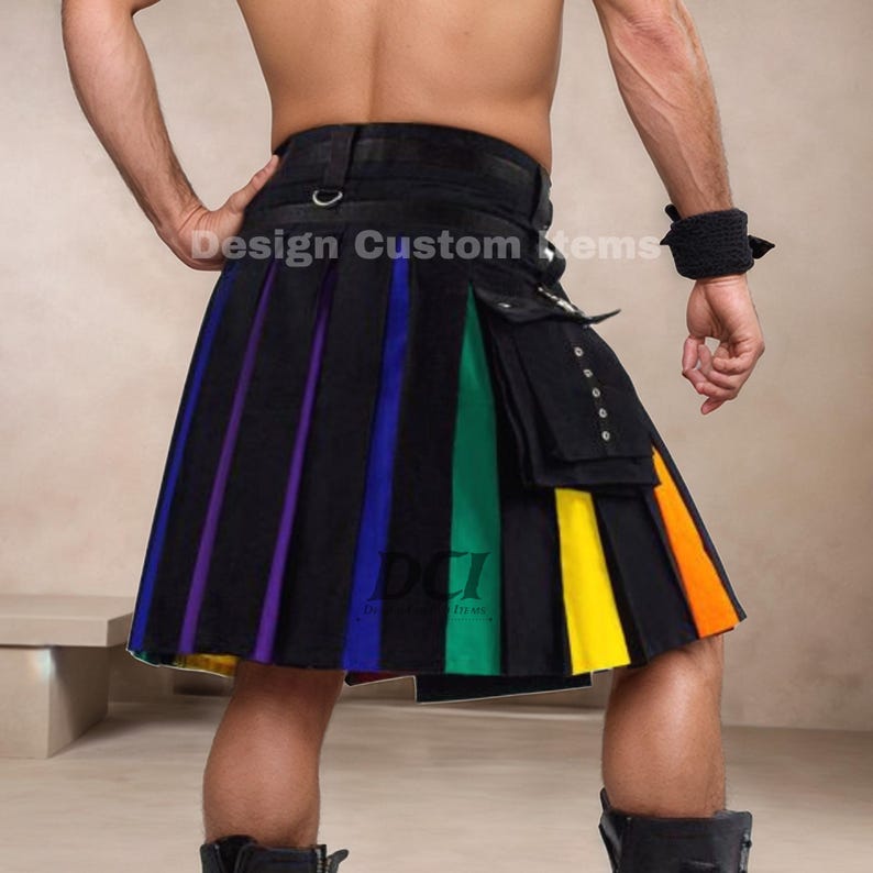 Handmade New Rainbow Kilt LGBT Kilt Modern Utility Kilt for Men's ...