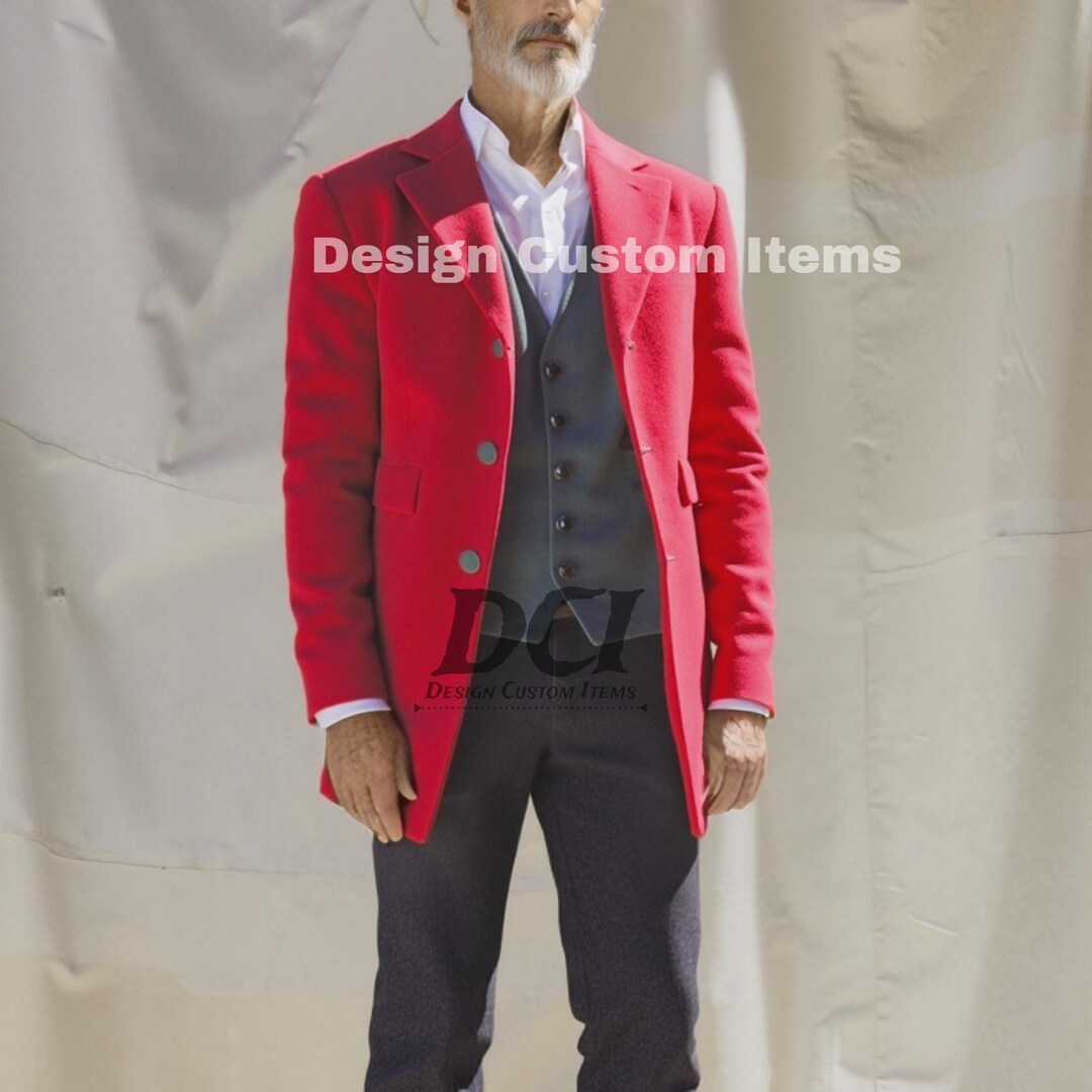 Men's Red Wool Bilbo Frock Coat: British Army Style Officer Jacket - Etsy