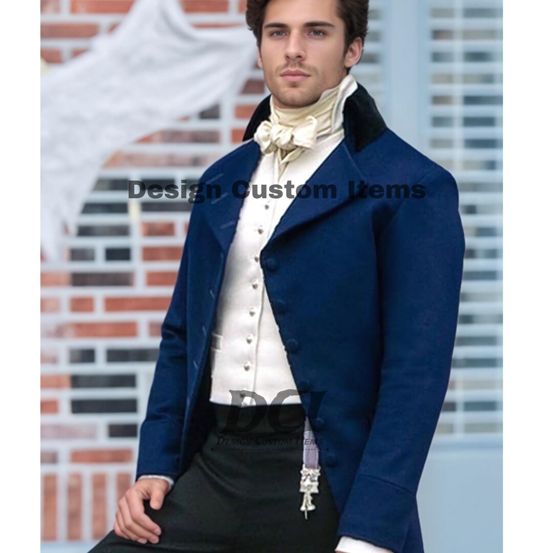 Handmade Men's Blue Coat | Frock Coat | Men's Jacket | Tailcoat | Blue ...
