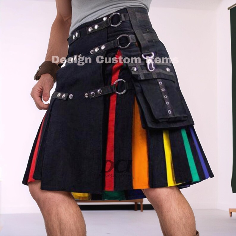 Handmade Rainbow Utility Kilt: Modern Pride Kilt for Men - Etsy