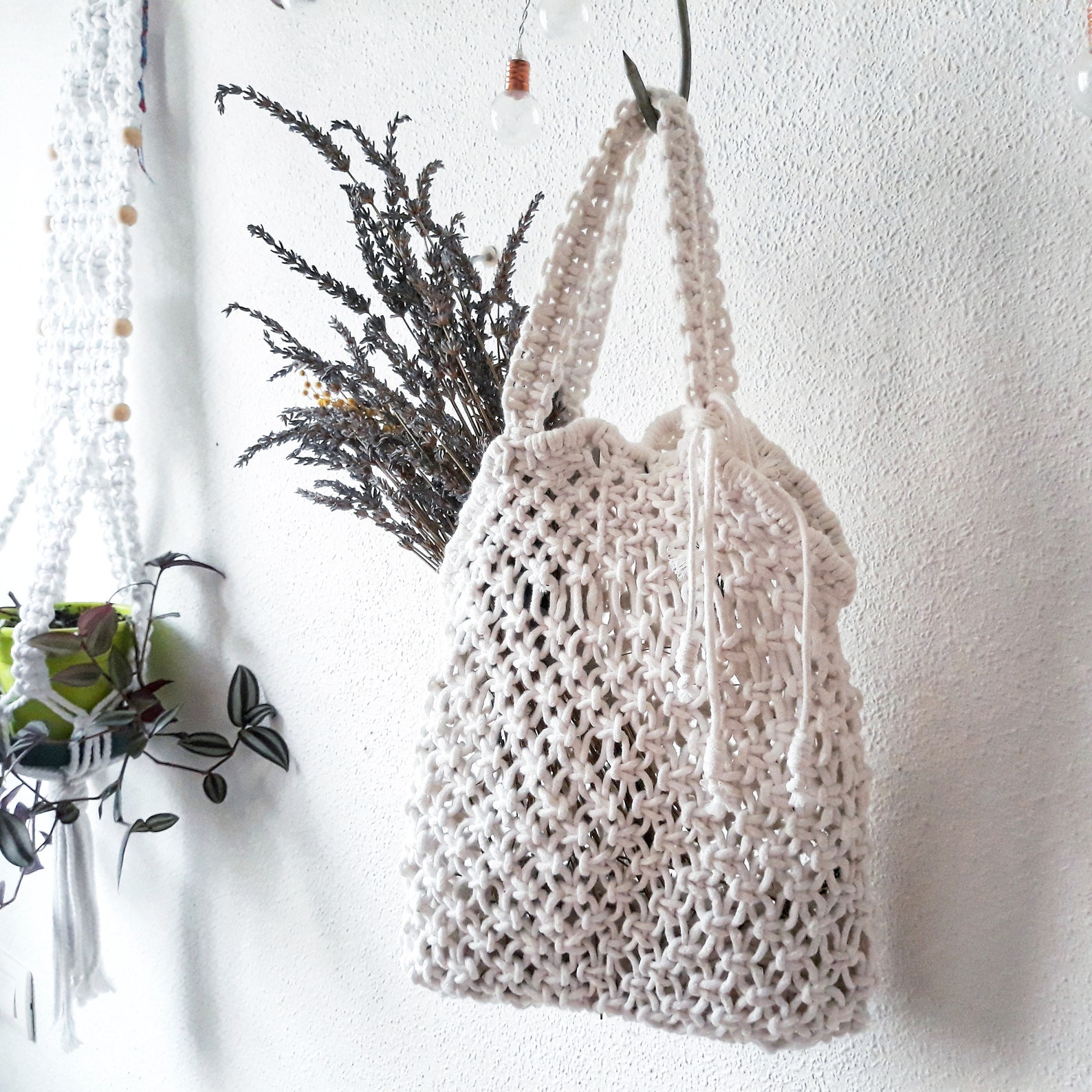 DIY Macrame Bag Pattern for Market Bag Instant Download PDF Boho Style ...