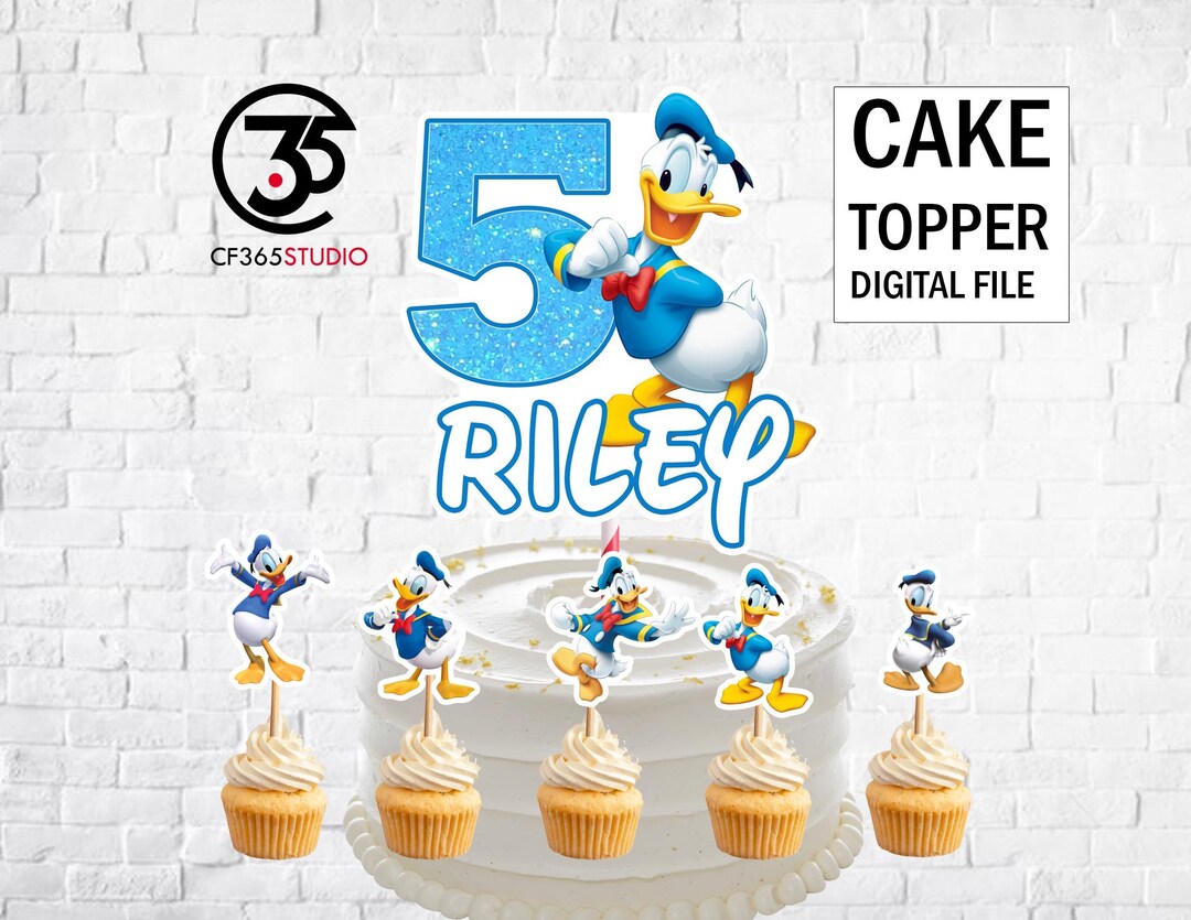 Digital File Donald Duck Cake Topper, Birthday Party With Mini Cake ...