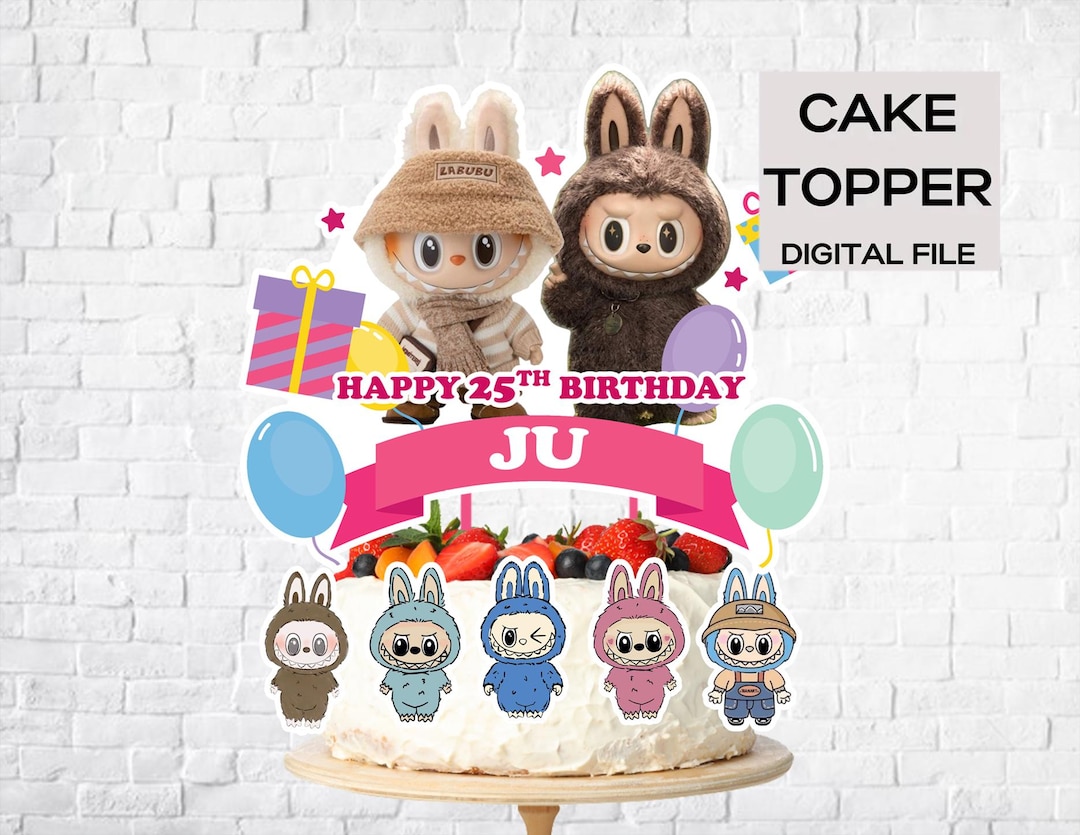 Digital File Labubu Cake Topper, Birthday Party With Mini Cake Toppers ...