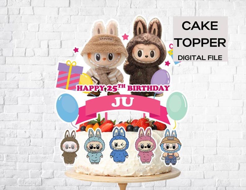 Digital File Labubu Cake Topper, Birthday Party With Mini Cake Toppers ...