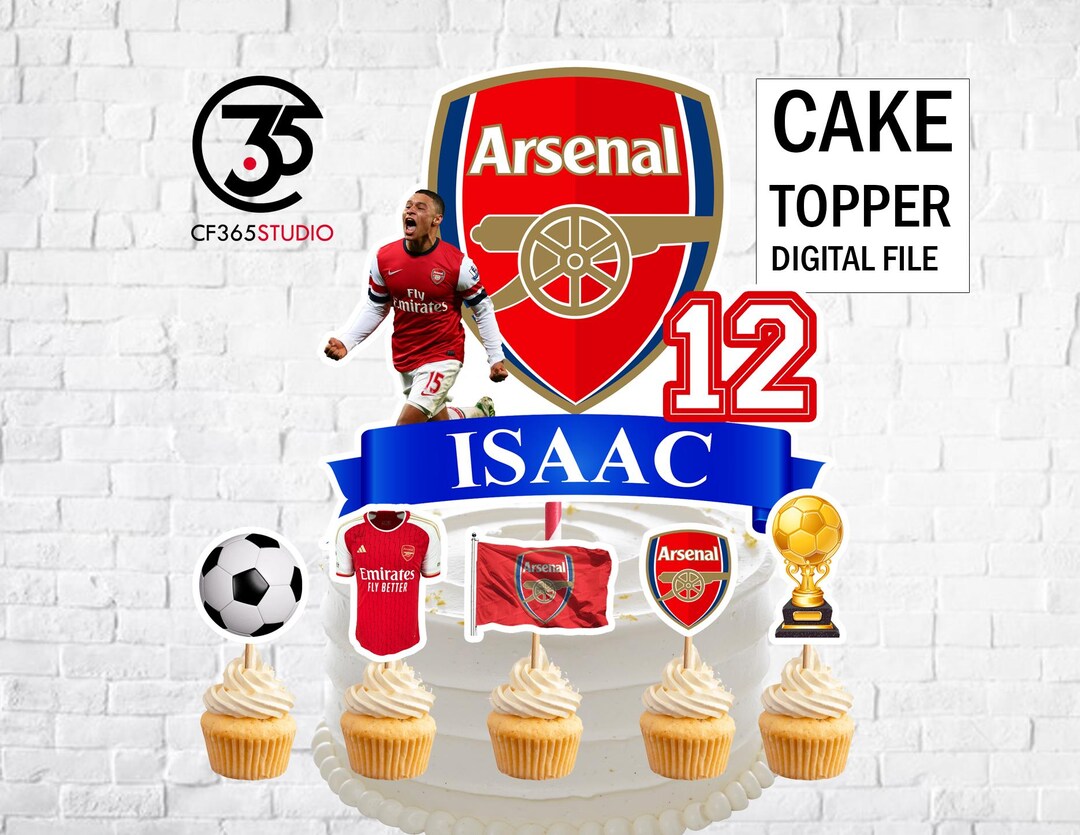Digital File Arsenal Cake Topper, Birthday Party With Mini Cake Toppers ...