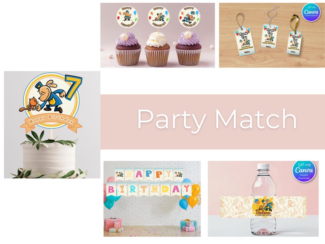 Dogman Personalized Party Pack Birthday, Printable Download Dog Theme ...