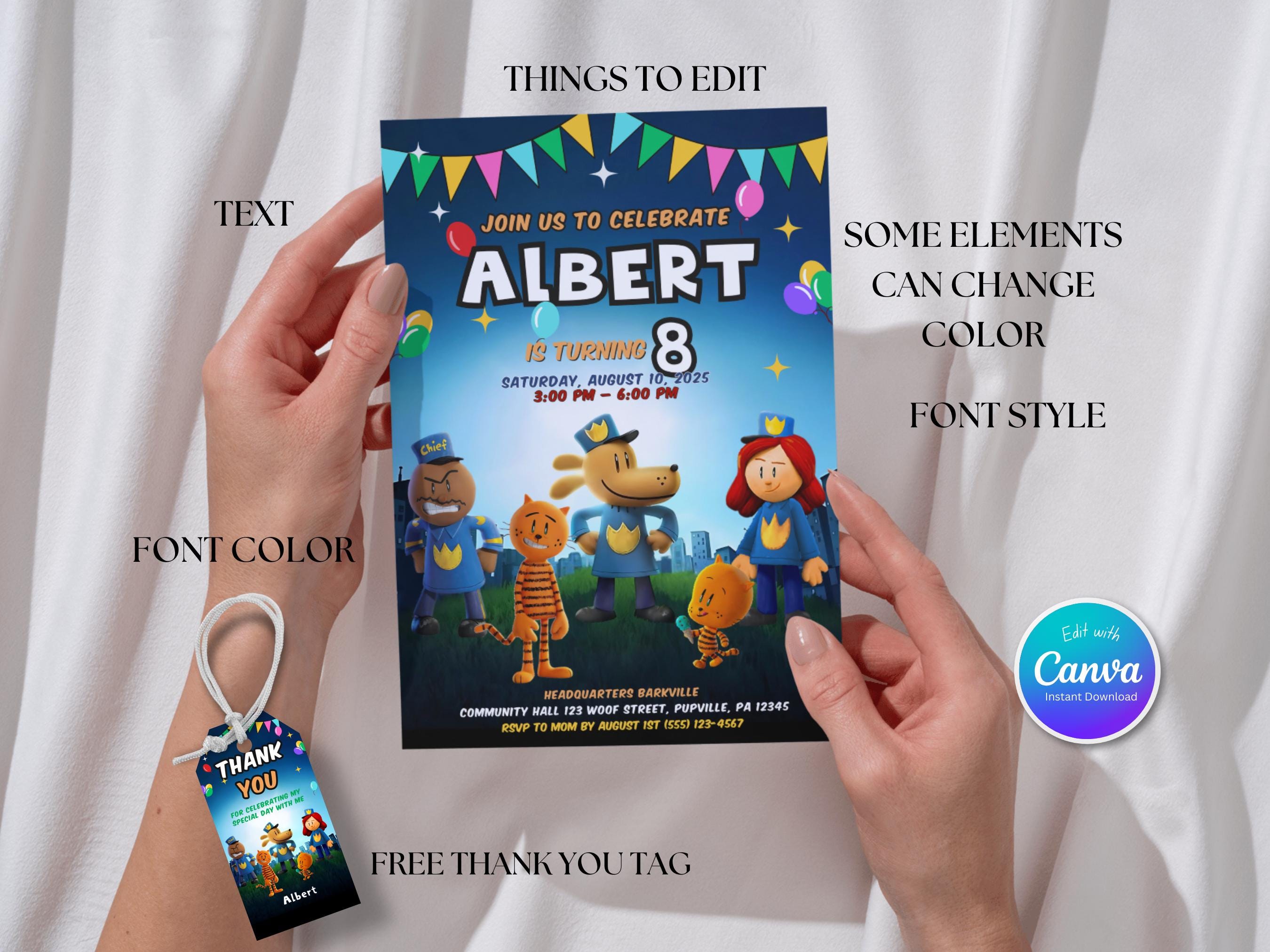 Dogman Movie Birthday Party Invitation Dog Man Party Invitation ...