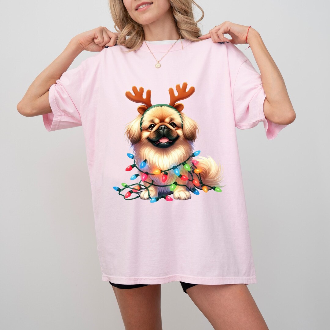 Christmas Pekingese Shirt, Christmas Lights Dog Tee, Christmas Dog ...