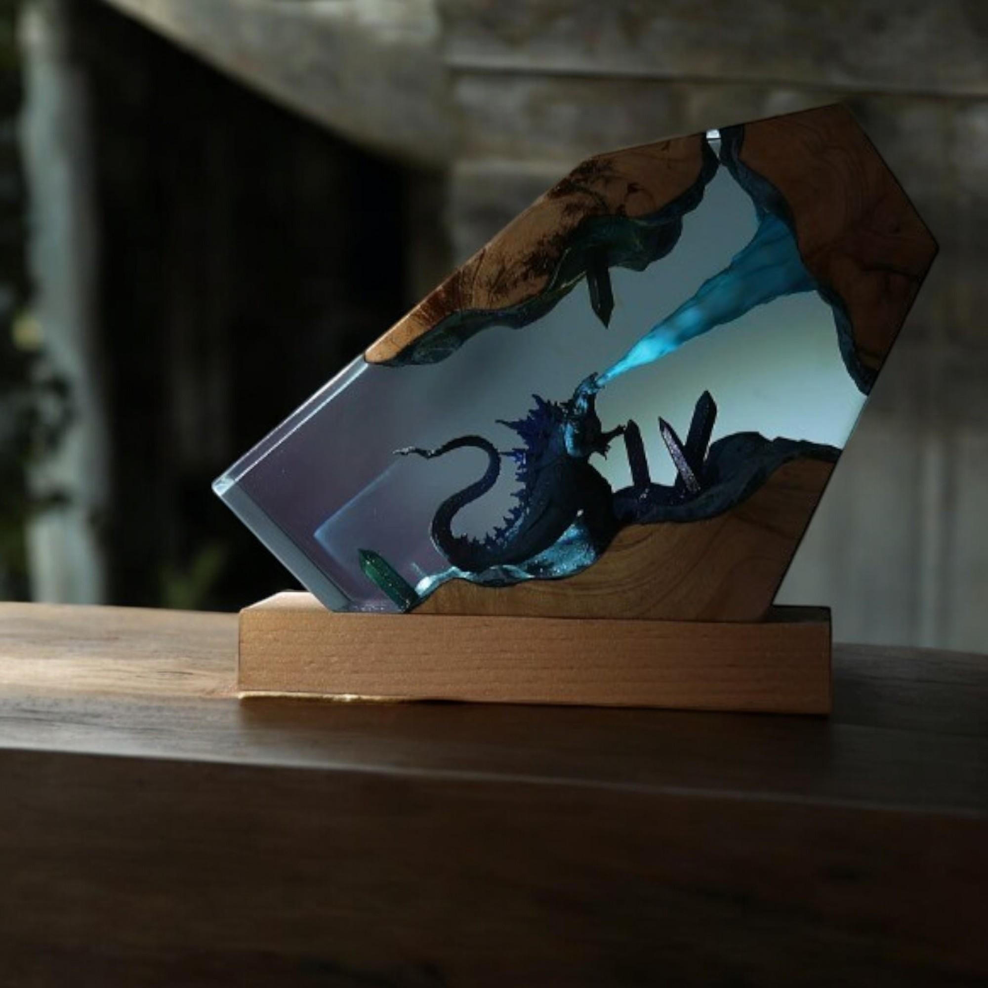 Handmade Diorama Monster Lamp: Resin Epoxy Wood Night Light - Etsy