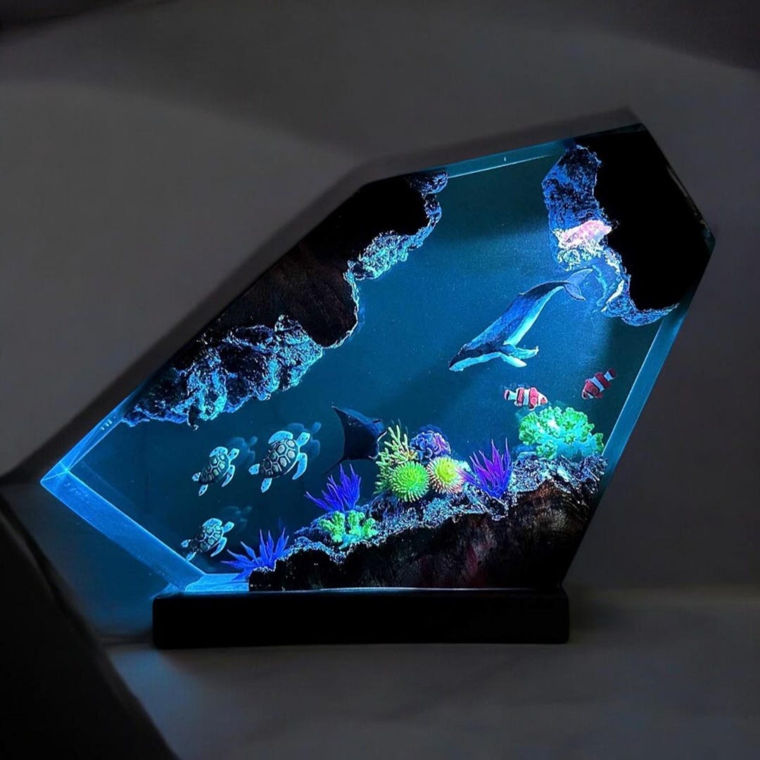 Custom Resin Ocean Lamp: Humpback Whale & Sea Turtle Night Light - Etsy