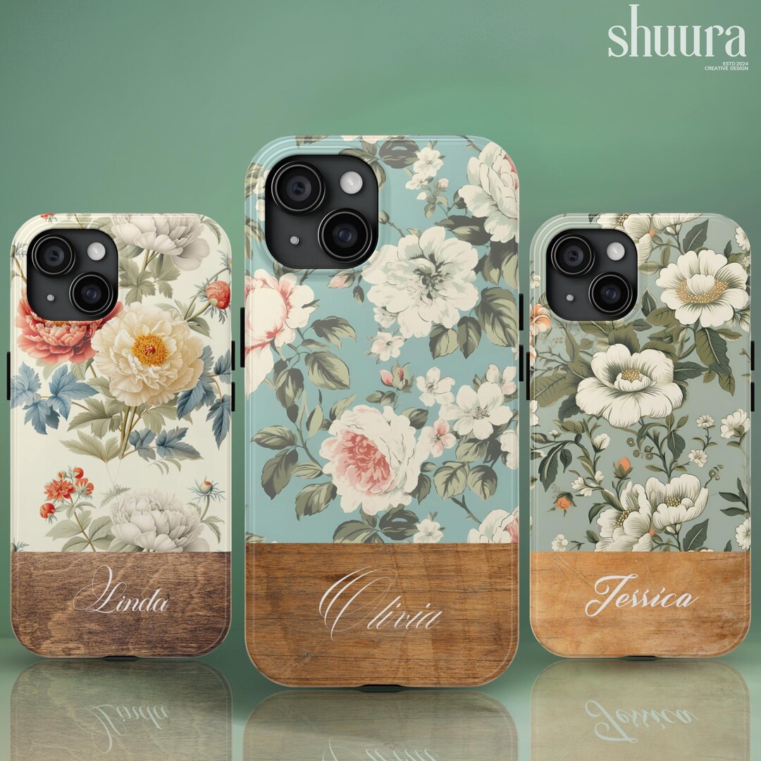 Personalized Floral Phone Case: Vintage Boho Custom Name Phone Case ...