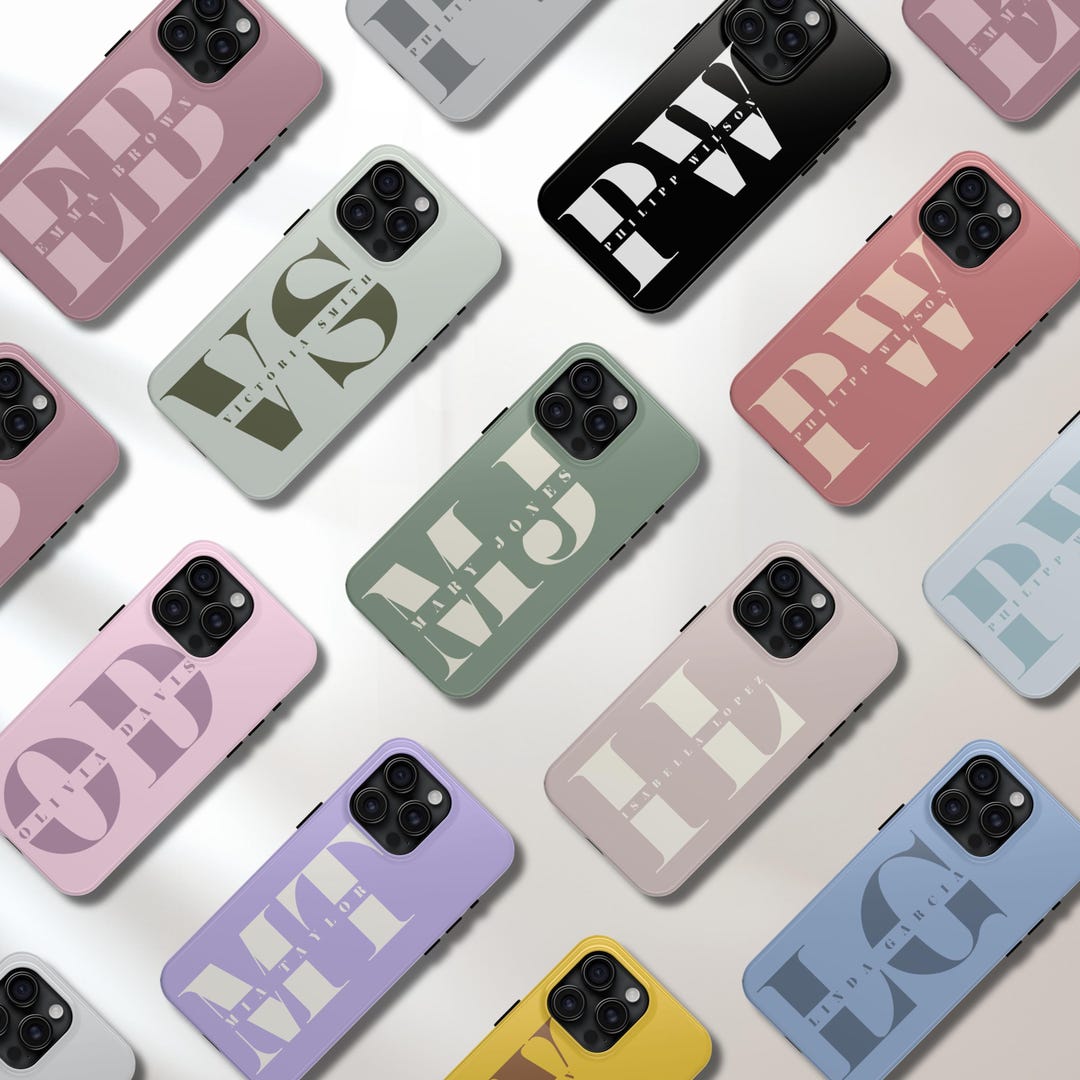 Personalised Large Initial Phone Case, Custom Monogram Phone Case ...