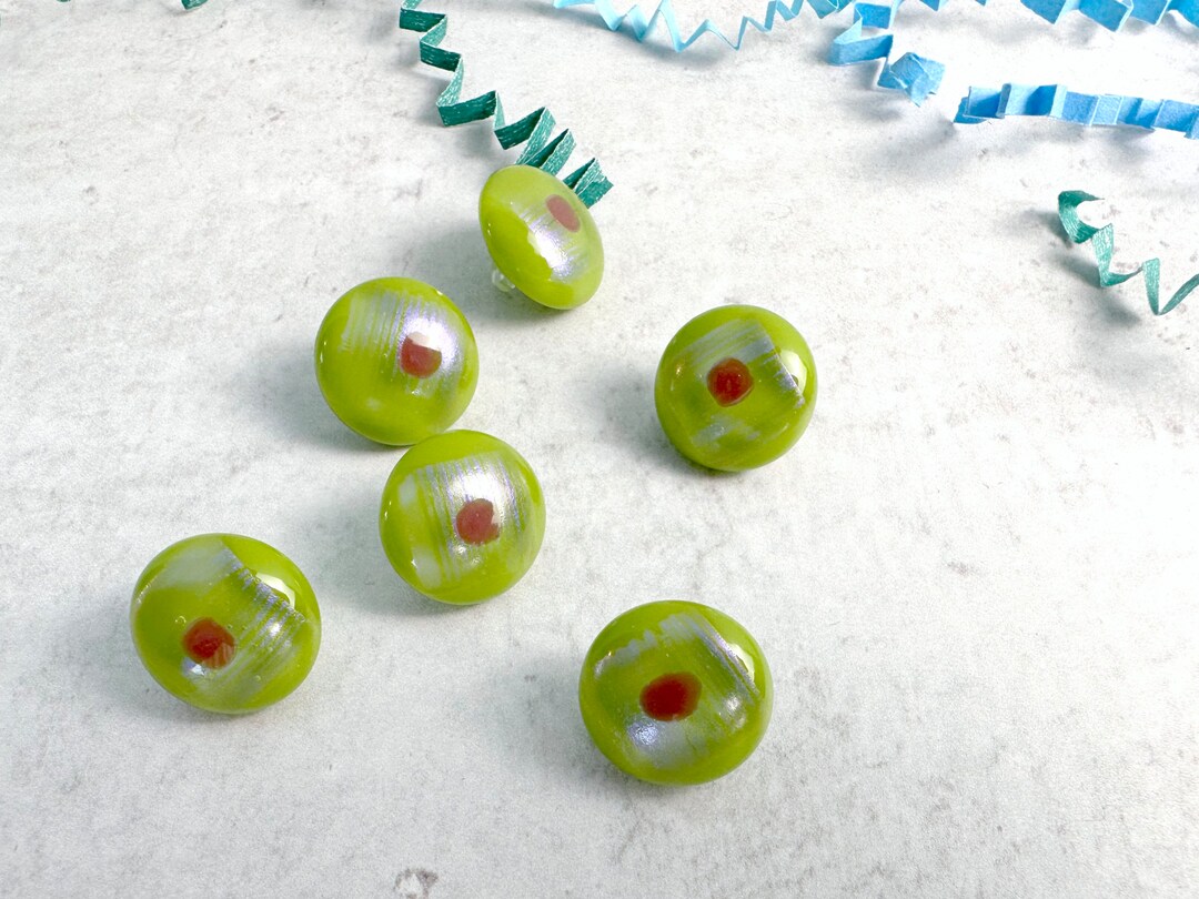 Chartreuse Fused Glass Buttons, Round With Shank, Five-eigths Inch ...