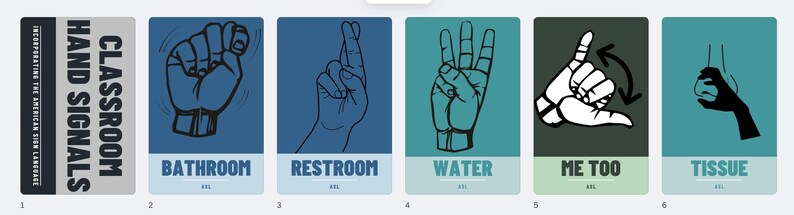 Classroom Hand Signals, ASL - Etsy