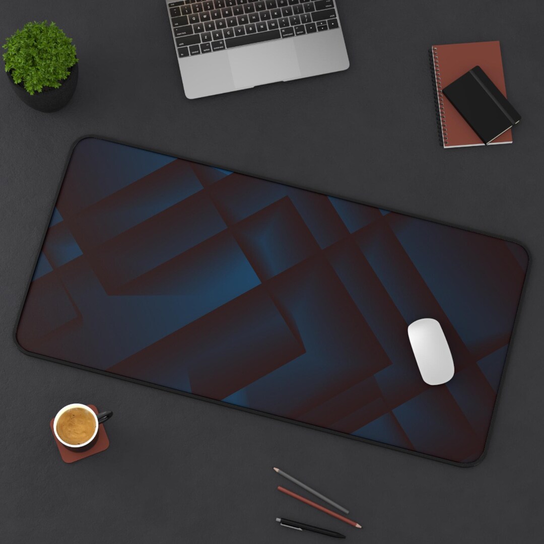 Geometric Desk Mat, Blue and Black Mouse Pad for Office Decor, Gaming ...