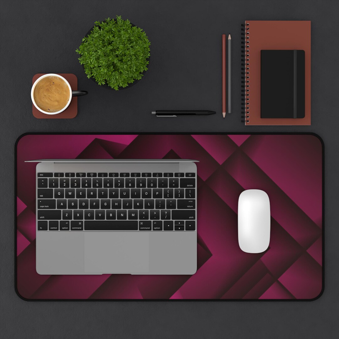 Geometric Desk Mat, Pink and Black Mouse Pad, Office Decor Accessories ...