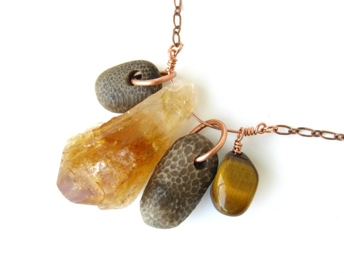 Natural History Necklace Raw Crystal and Fossil Necklace - Etsy