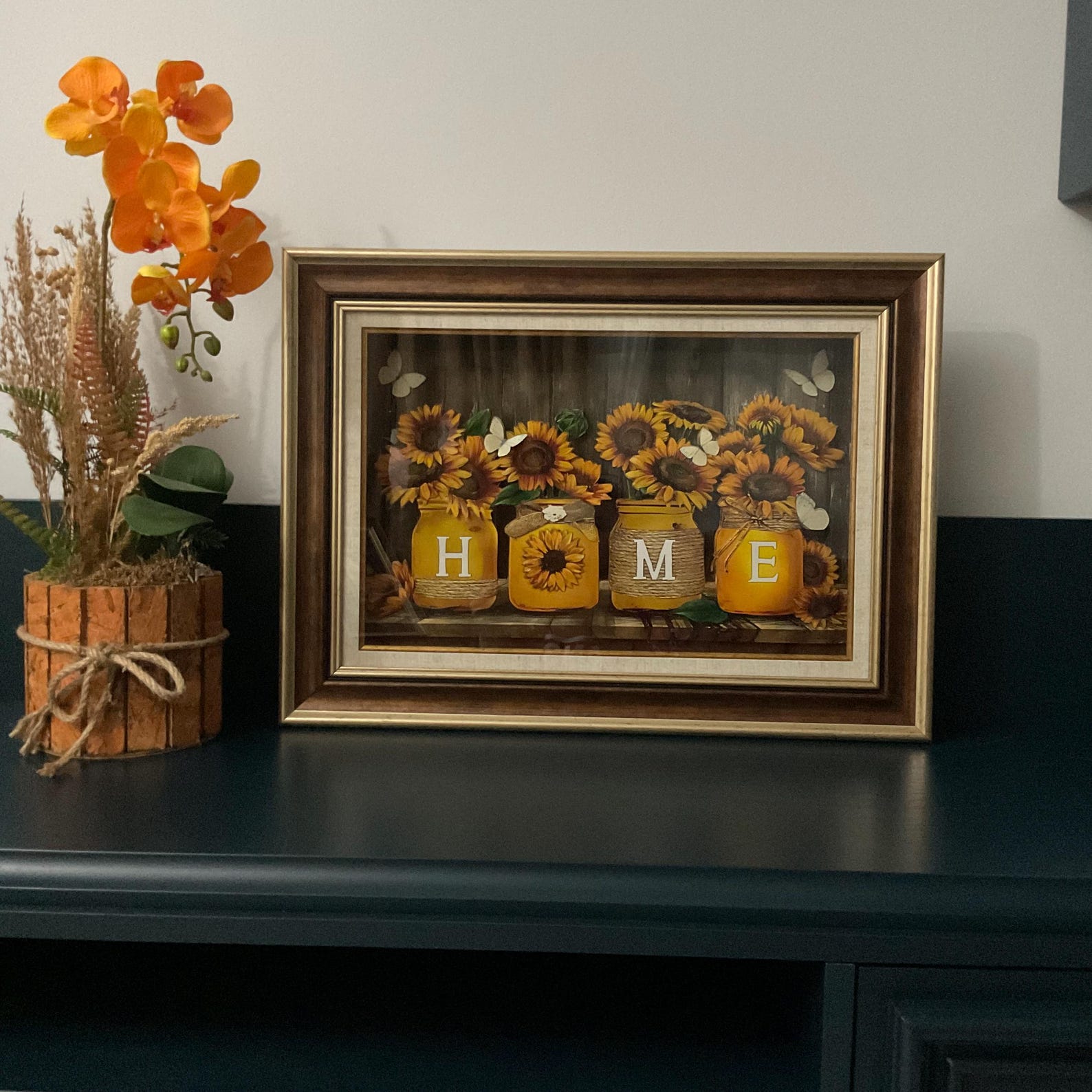 Handmade 3D Sunflower Wall Decor Rustic Sunflower Jar Relief Painting ...