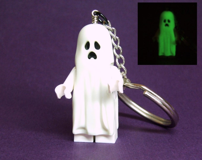 Spooky Ghost Keychain Made From Glow in the Dark LEGO r Ghost Figure ...