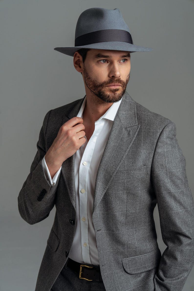 MAVERICK Men's Classic Fedora Hat, Elegant Hat, Wool Felt - Etsy