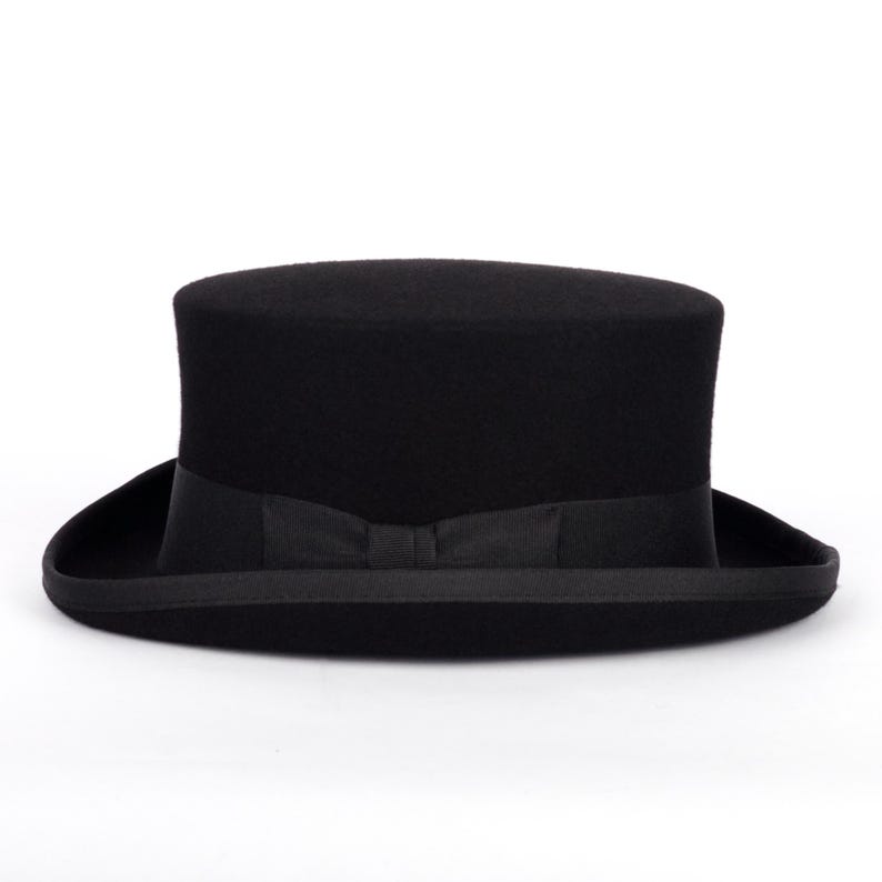 Black Wool Top Hat – Elegant Vintage Cylinder Hat for Steampunk, Formal ...