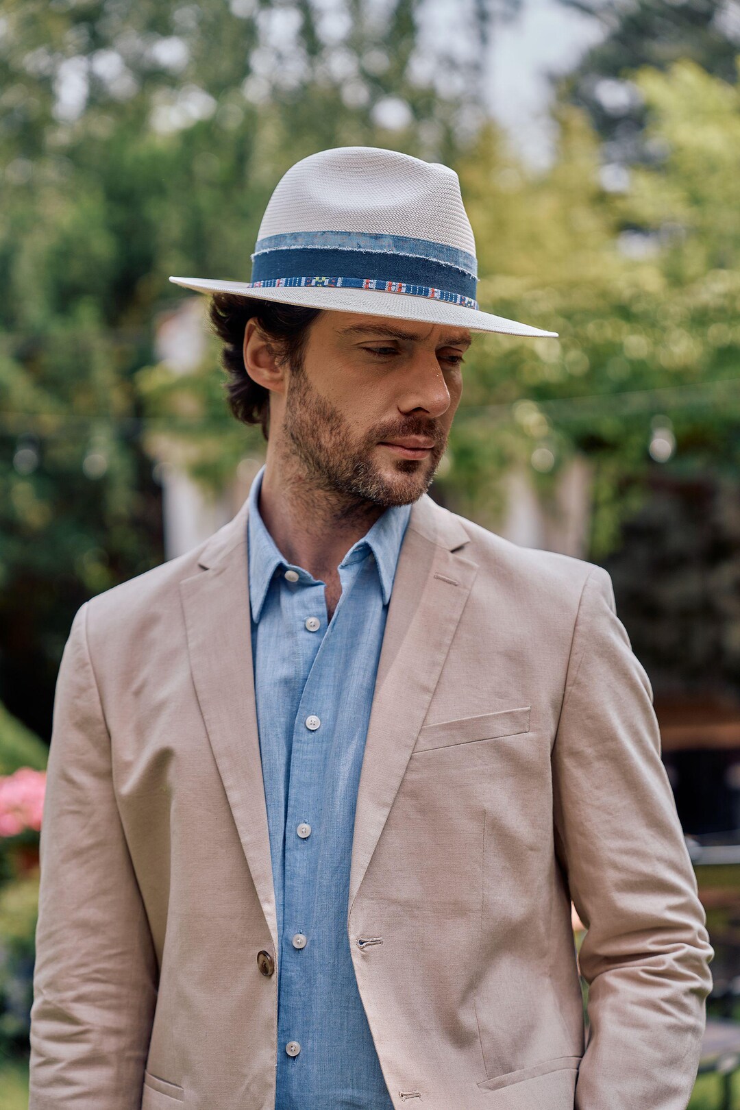 NAVARRO Men’s Straw Fedora Hat – Premium Japanese Straw – Summer Boho ...