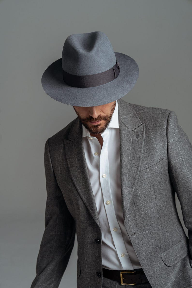 MAVERICK Men's Classic Fedora Hat, Elegant Hat, Wool Felt - Etsy