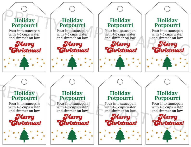 Christmas Potpourri Gift Tag: Printable Holiday Labels (digital ...
