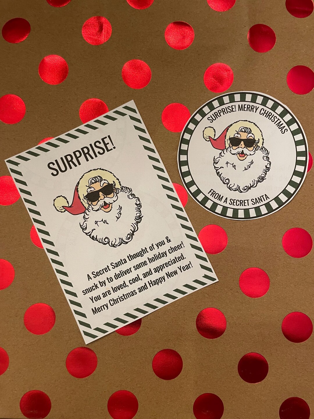 Modern Secret Santa / Christmas Card / Holiday Gift Tag / Secret Santa ...