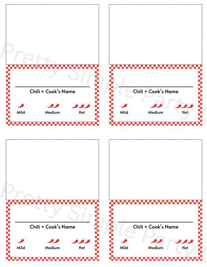 Chili Cook-off Signs and Labels for Table at Ward Party, Trunk-or-treat ...