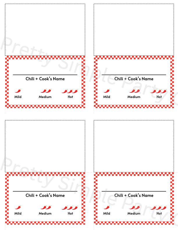 Chili Cook-off Signs and Labels for Table at Ward Party, Trunk-or-treat ...
