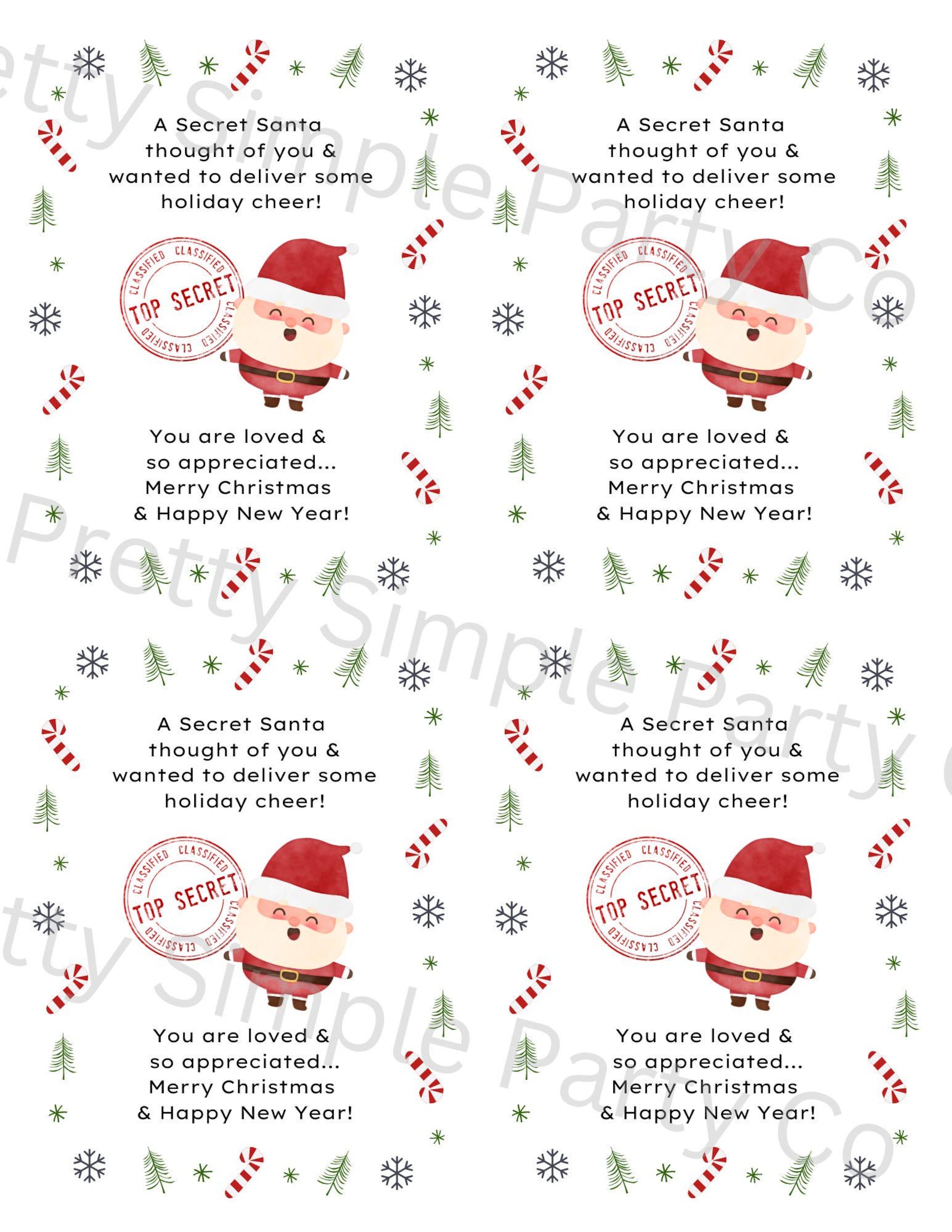 Secret Santa Gift Tag / Christmas Card / Secret Santa Exchange / Office ...