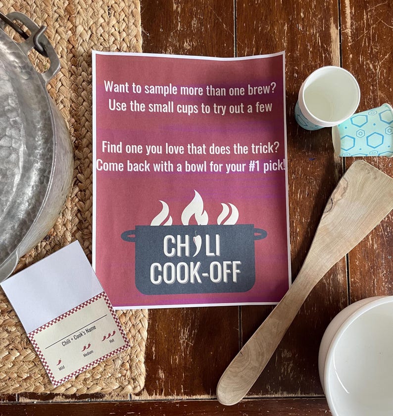 Chili Cook-off Party Signs and Labels - Etsy