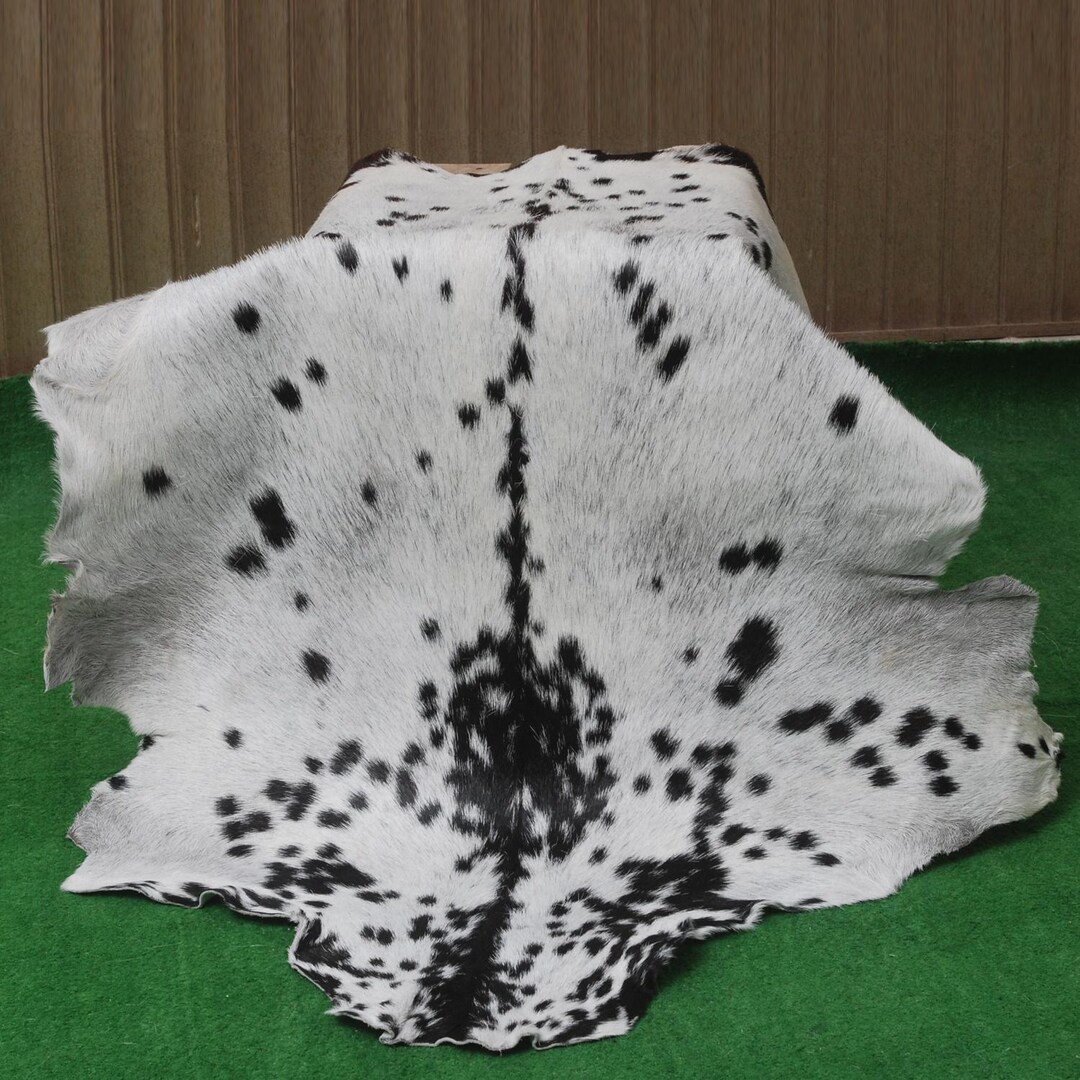 Genuine Goat Skin Rug: Black & White Decorative Throw (44x26 Inches) - Etsy