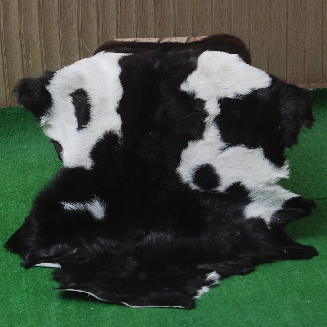Luxurious Goat Skin Rug in Black & White - Chic Home Decor Statement - Etsy