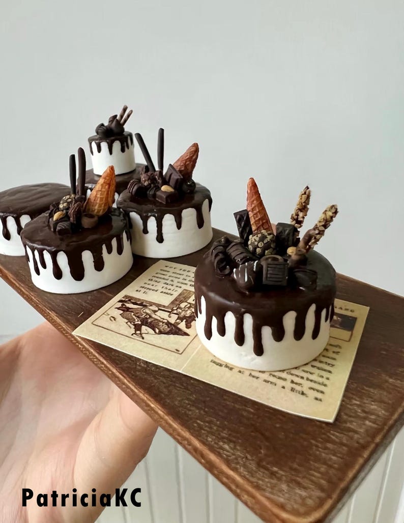 Cute Chocolate Cake Cute Small Cake Mini Food Mini Dessert Scale 1/12 ...