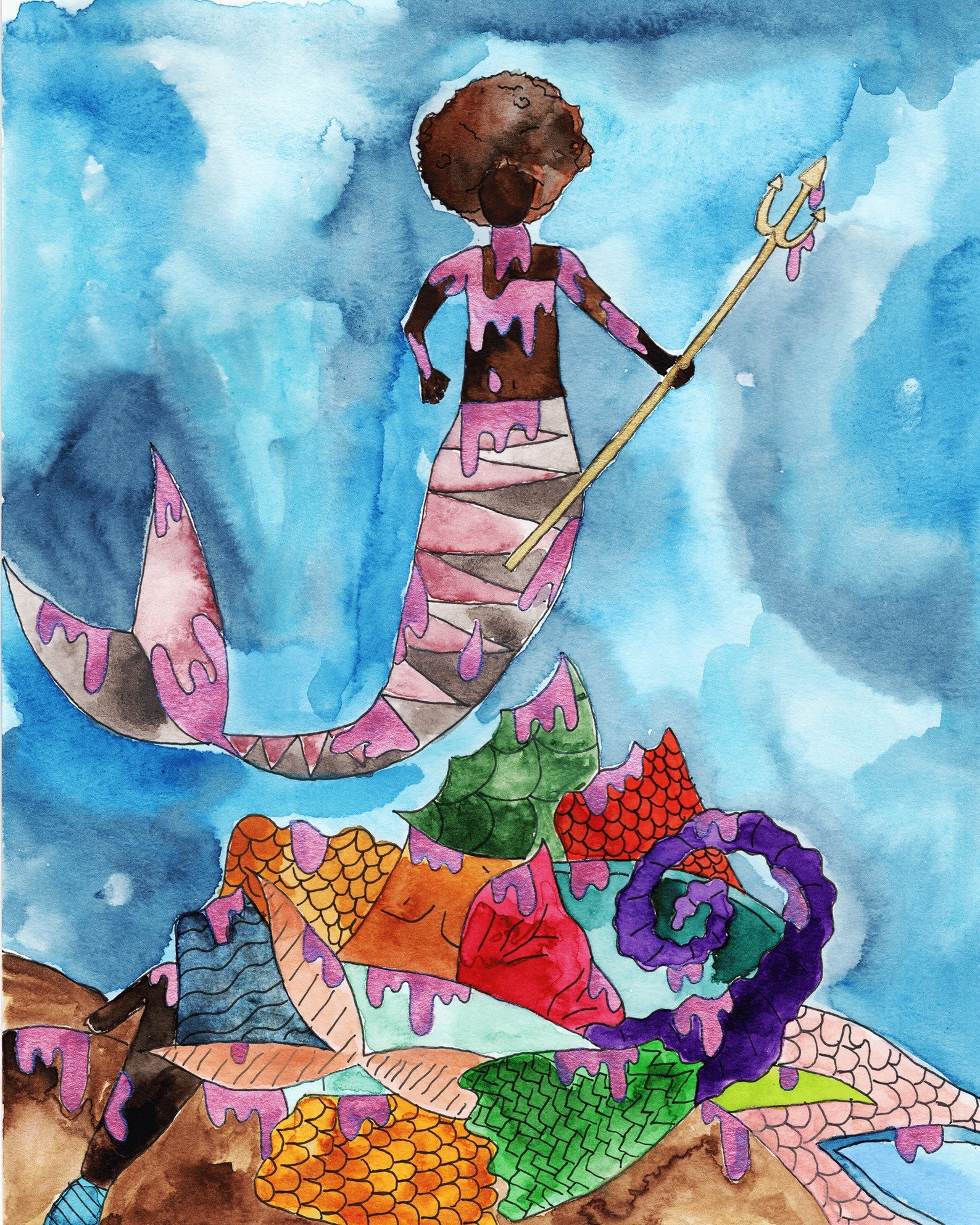 Seven Deadly sins Mermaid art Original paintings Digital | Etsy