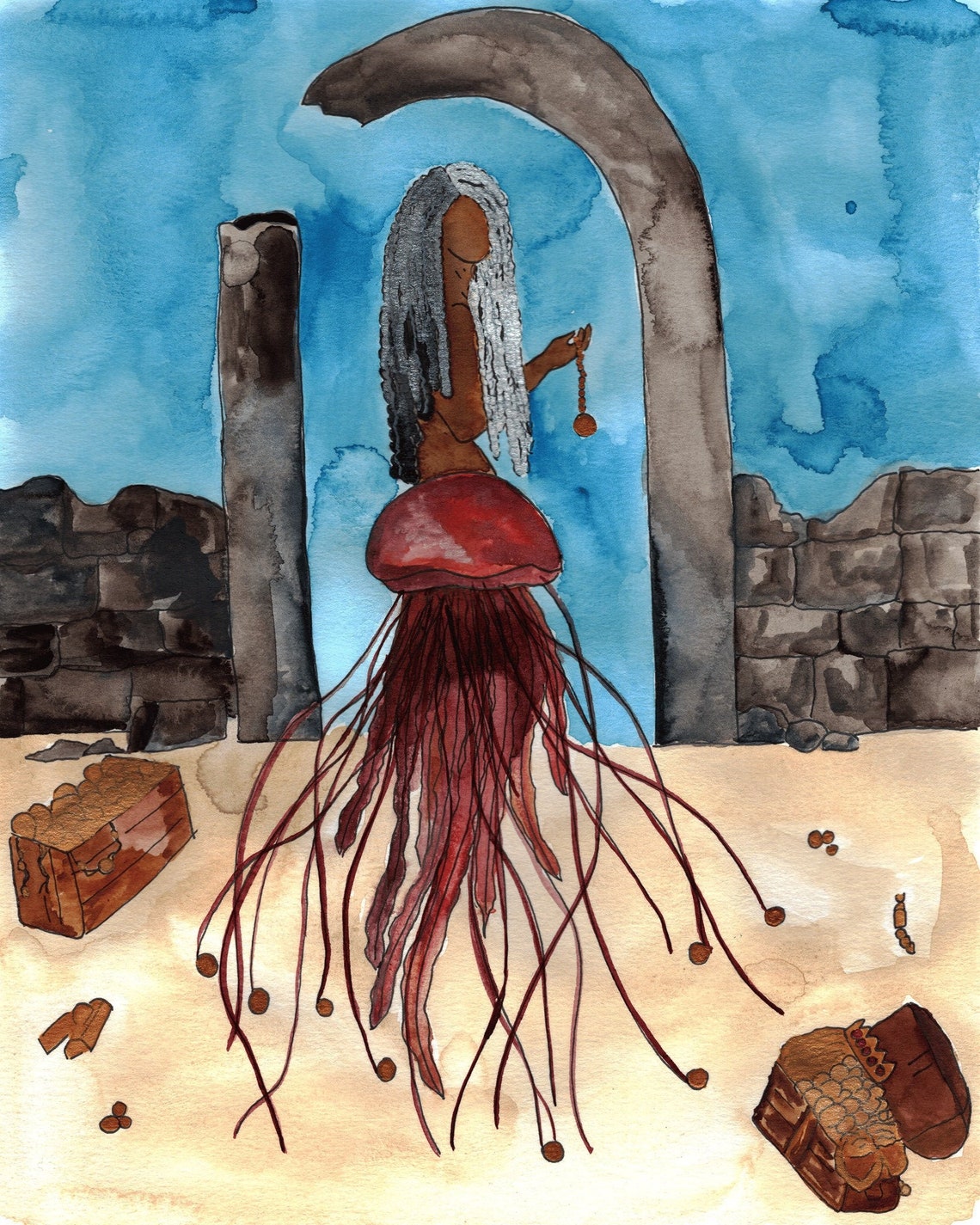 Lust art Seven Deadly sins Mermaid art Original paintings | Etsy