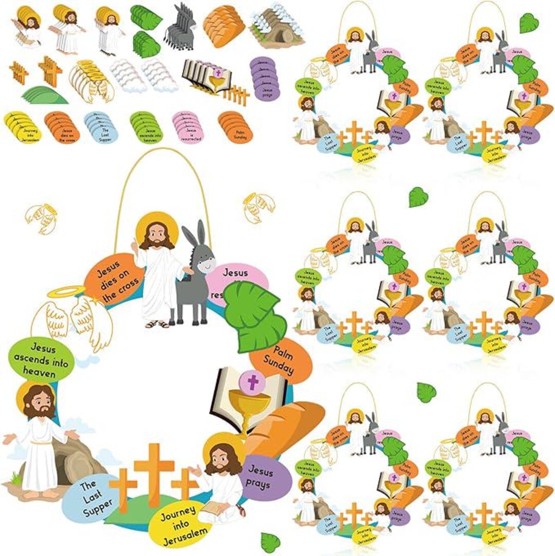 24 Sets Easter Crafts for Kids Bulk Holy Week Wreath Crafts Kit ...
