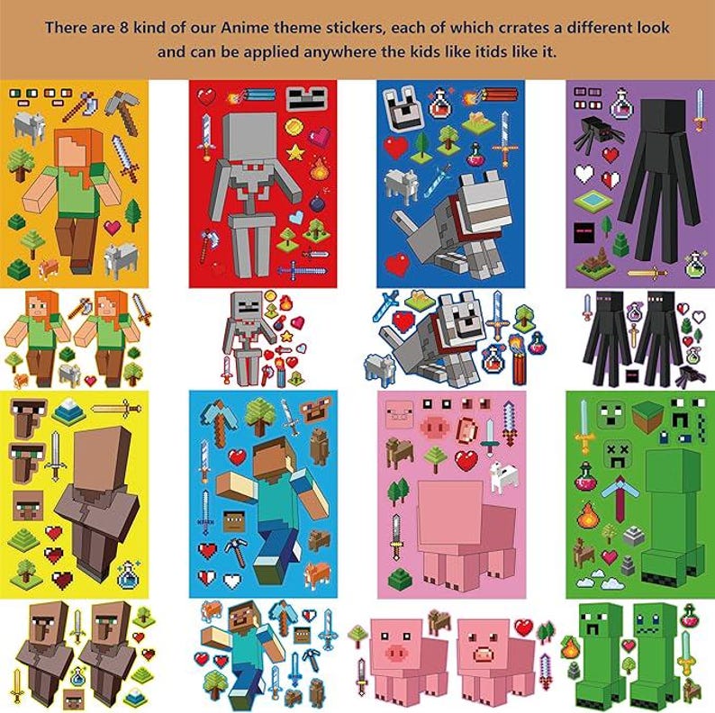 Pixel Make-a-face Stickers Sheets Make Your Own Stickers,mixed ...