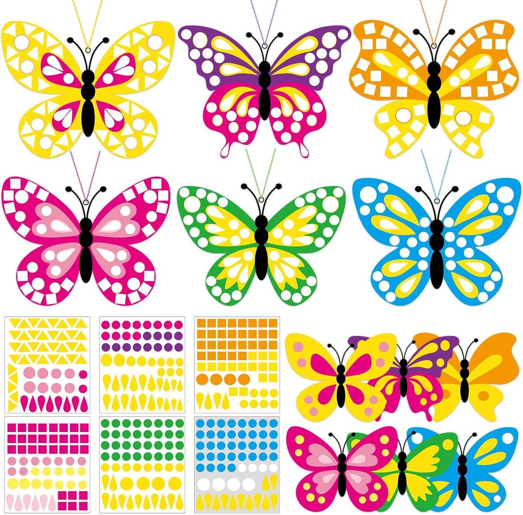 30 Sets Spring Butterfly Craft Kid Large Mosaic Sticker 6 Design Make ...