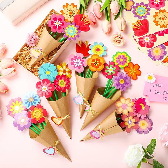 36 Set Flower Bouquet Craft Kit DIY Mother's Day Flower Paper Crafts ...