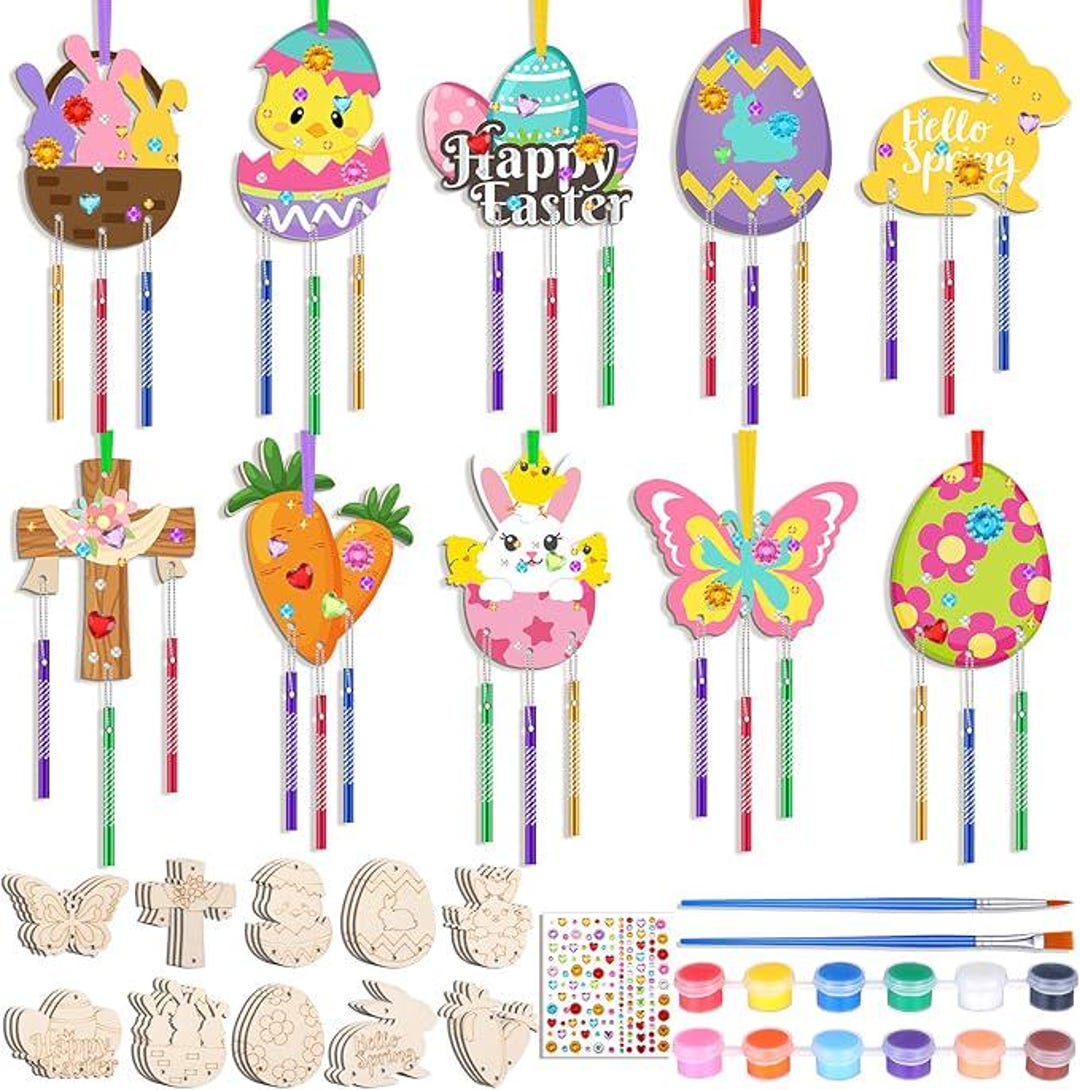30 Pack Easter Wind Chime Kit Make You Own Easter Bunny Crafts Wind ...