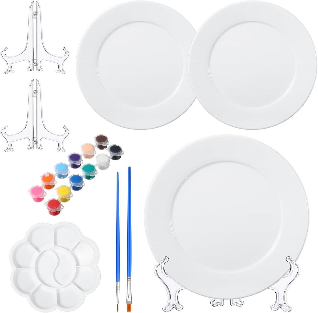 Paint Your Own Porcelain Plates Ceramic Painting Kit Included 2 Pcs ...